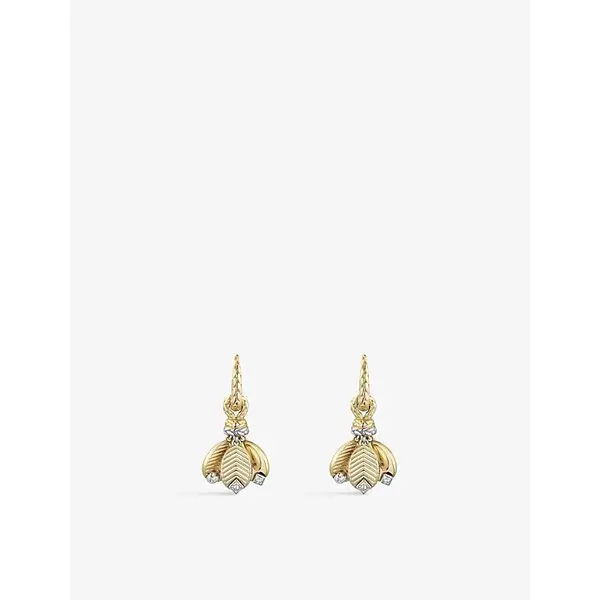 CARTIER Grain De Café 18ct Yellow-gold And 0.24ct Diamond Drop Earrings - Yellow Gold