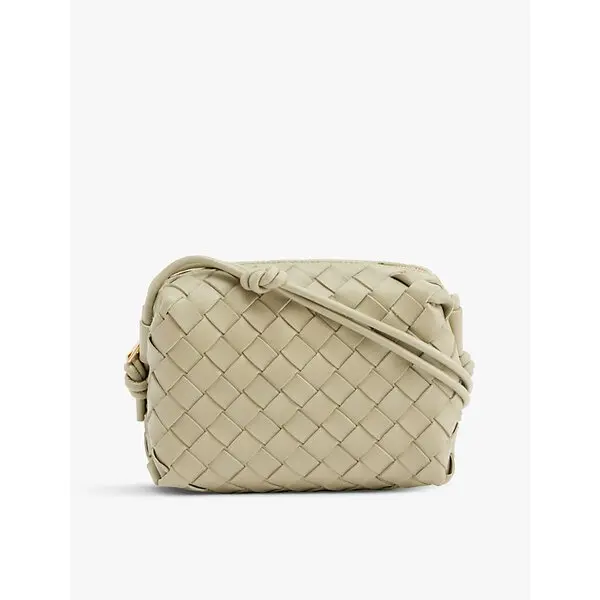 Bottega Veneta Loop Mini Leather Crossbody Bag - Travertine-gold