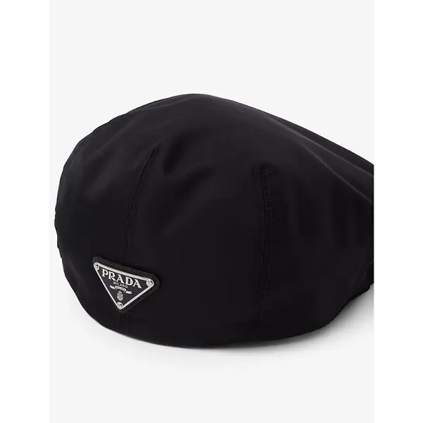 Prada Re-nylon Beret Hat With Triangle Plaque