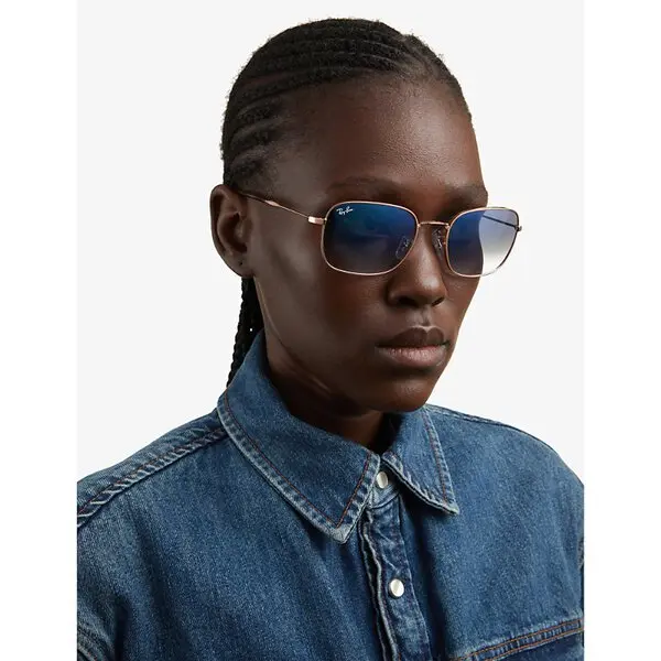 Ray-Ban Rb3706 Chromance Square-Frame Metal Sunglasses - Gold