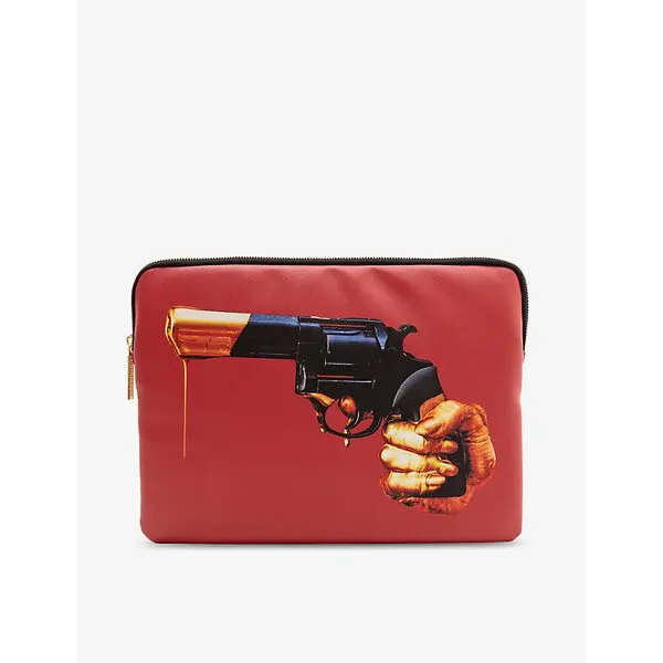 SELETTI Wears Toilerpaper Revolver Faux-leather 13” Laptop Case 34cm X 25cm - One-color
