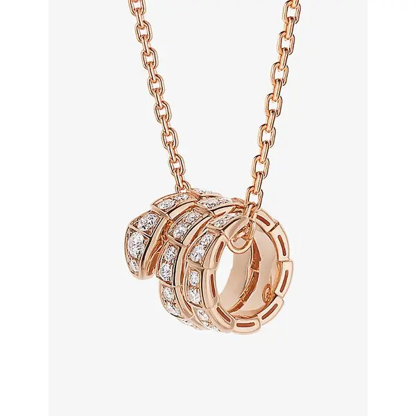 BVLGARI Serpenti Viper Diamond Pendant Necklace - Rose Gold