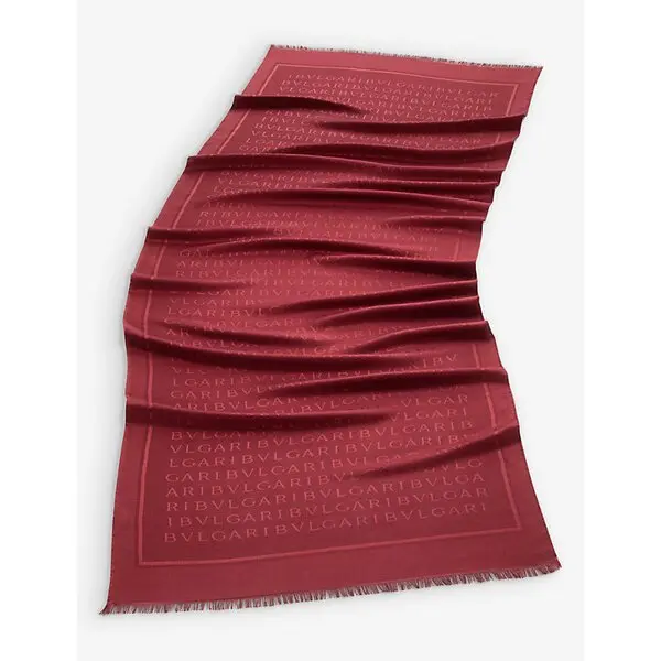 BVLGARI Lettere Maxi Logo-pattern Wool And Silk Stole - Red