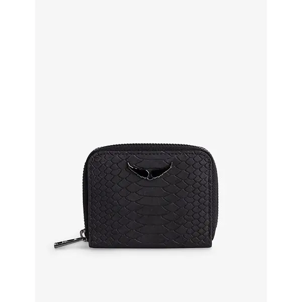 Zadig&Voltaire Mini Zv Wing-embellished Textured-leather Purse - Noir