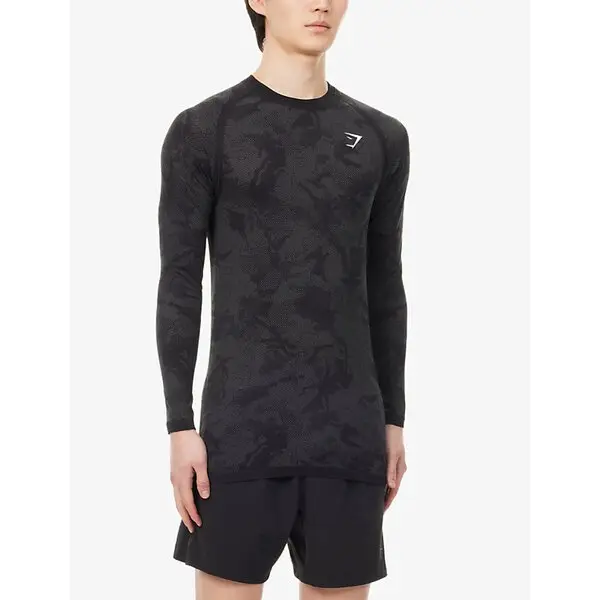 GYMSHARK Geo Seamless Logo-print Stretch-woven T-shirt