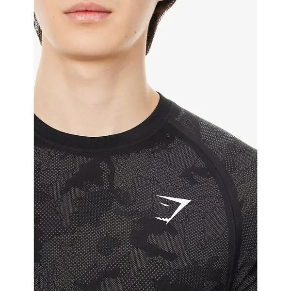 GYMSHARK Geo Seamless Logo-print Stretch-woven T-shirt