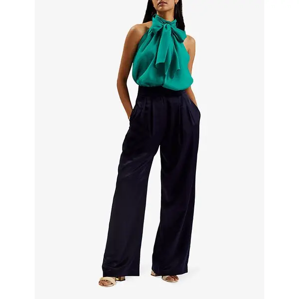 Ted Baker London Tejeda Tie-neck Draped Sheer Top
