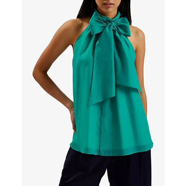 Ted Baker London Tejeda Tie-neck Draped Sheer Top
