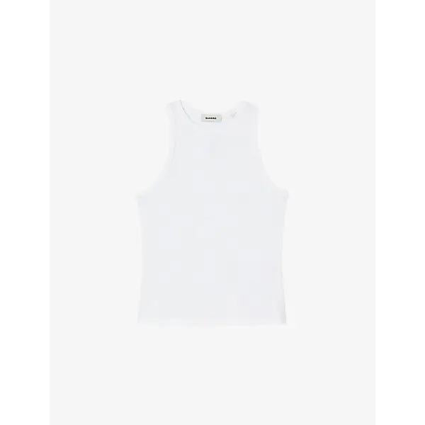 Sandro Ribbed Cotton Sleeveless T-shirt