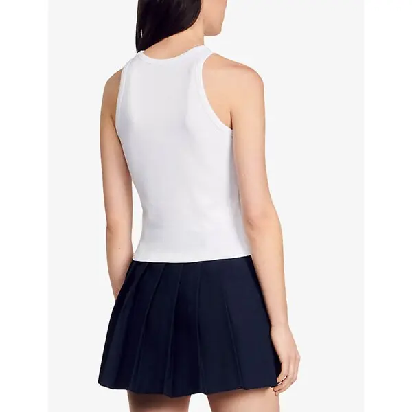 Sandro Ribbed Cotton Sleeveless T-shirt