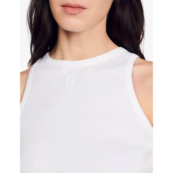 Sandro Ribbed Cotton Sleeveless T-shirt