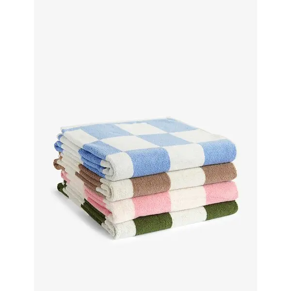 HAY Check-pattern Cotton Bath Towel - Pink
