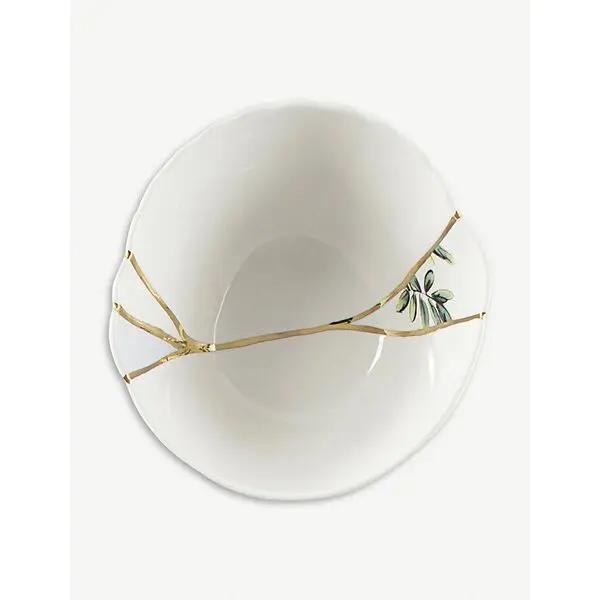 SELETTI Kintsugi N2 Porcelain And 24ct Gold Bowl 15.2cm