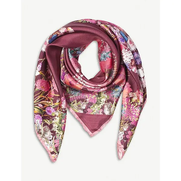 ASPINAL OF LONDON Ombre 'a' Floral-print Silk Scarf - Pink