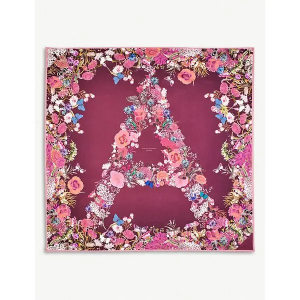 ASPINAL OF LONDON Ombre 'a' Floral-print Silk Scarf - Pink