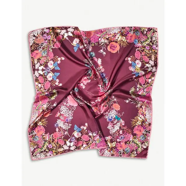 ASPINAL OF LONDON Ombre 'a' Floral-print Silk Scarf - Pink