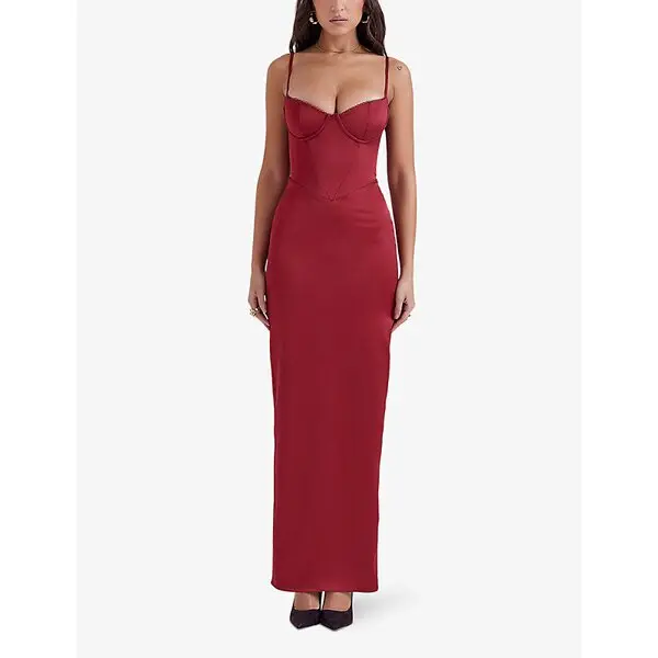 slim fit dress slacks Ladivine KV1056 Long Fitted Satin Maxi Slit Formal Prom Dress Off the main image 1