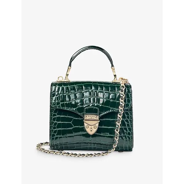 ASPINAL OF LONDON Mayfair Mini Crocodile-embossed Bag - Evergreen