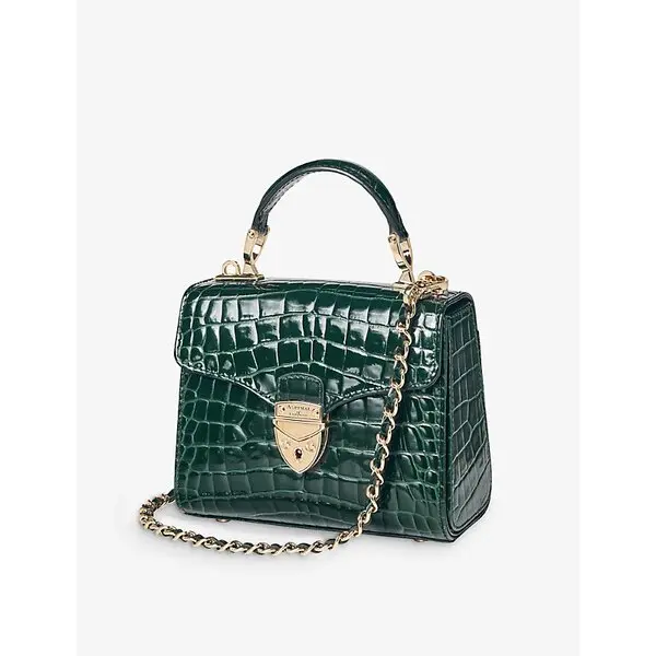 ASPINAL OF LONDON Mayfair Mini Crocodile-embossed Bag - Evergreen