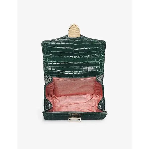 ASPINAL OF LONDON Mayfair Mini Crocodile-embossed Bag - Evergreen