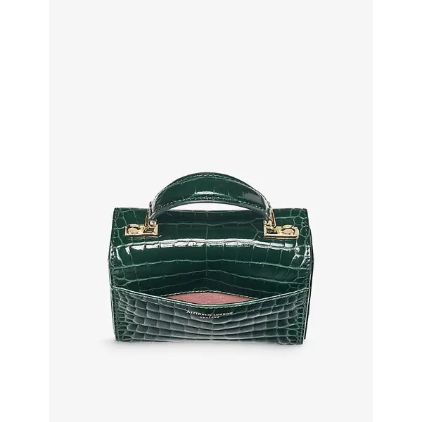 ASPINAL OF LONDON Mayfair Mini Crocodile-embossed Bag - Evergreen