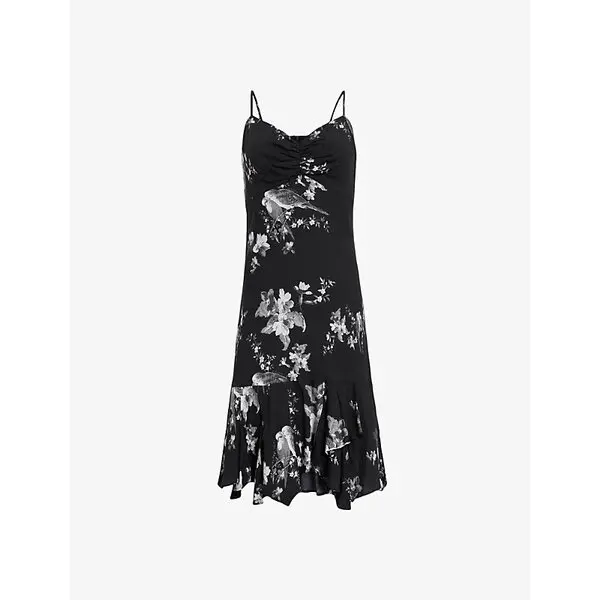 Allsaints Erica Iona Graphic-Print Woven Mini Dress - Black
