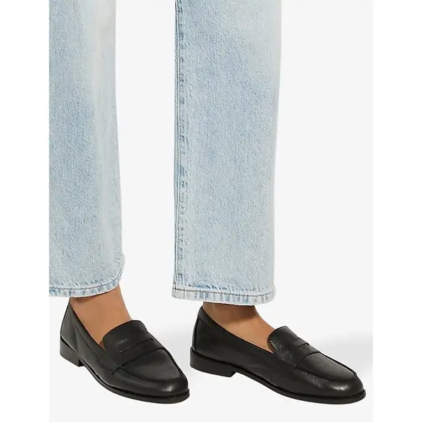 DUNE Ginelli Leather Penny Loafer - Black-leather