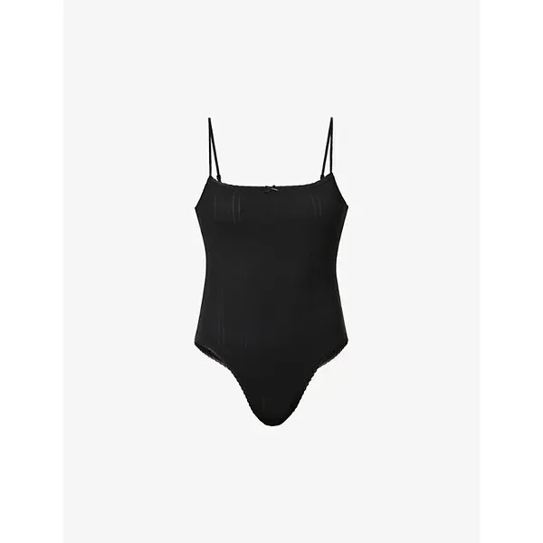 COU COU Pointelle Cotton Bodysuit - 2black