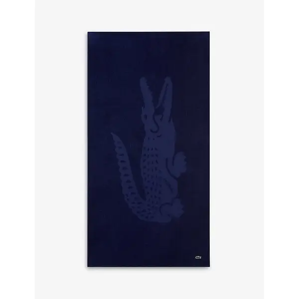 Lacoste Cotton Beach Towel 100cm X 160cm - Marine