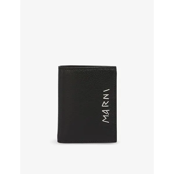 Marni Brand-typography Leather Wallet - Black