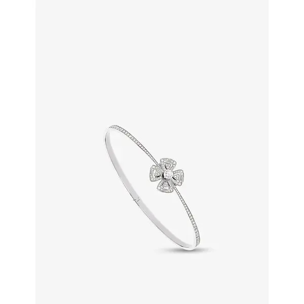 BVLGARI Fiorever Diamond White Gold Bangle - Silver