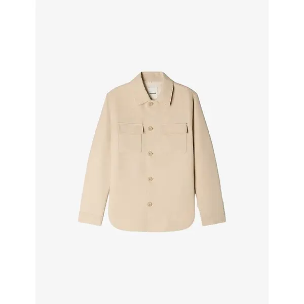 Sandro Patch-pocket Relaxed-fit Woven Overshirt - Beige