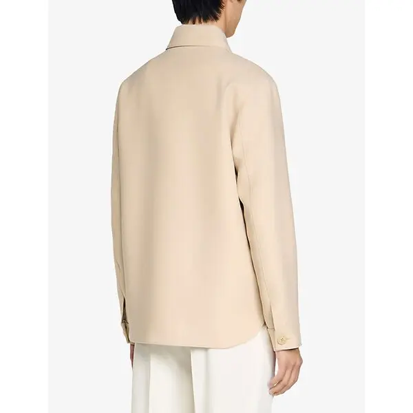 Sandro Patch-pocket Relaxed-fit Woven Overshirt - Beige
