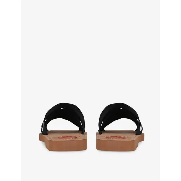 Chloé Woody Logo-print Canvas Sandals - Black