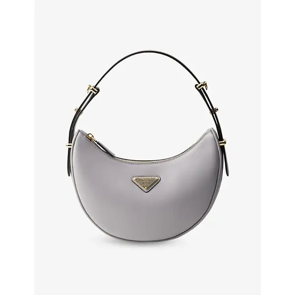 Prada Arqué Leather Shoulder Bag - Grey