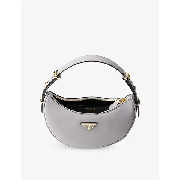 Prada Arqué Leather Shoulder Bag - Grey