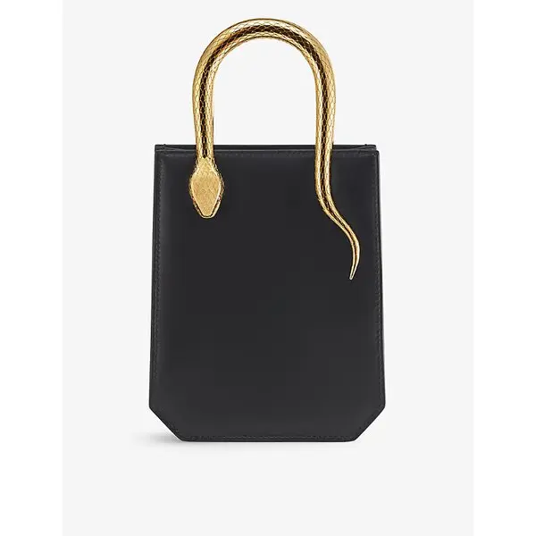 BVLGARI Serpenti Leather Tote Bag - Black