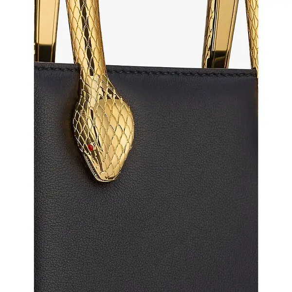 BVLGARI Serpenti Leather Tote Bag - Black