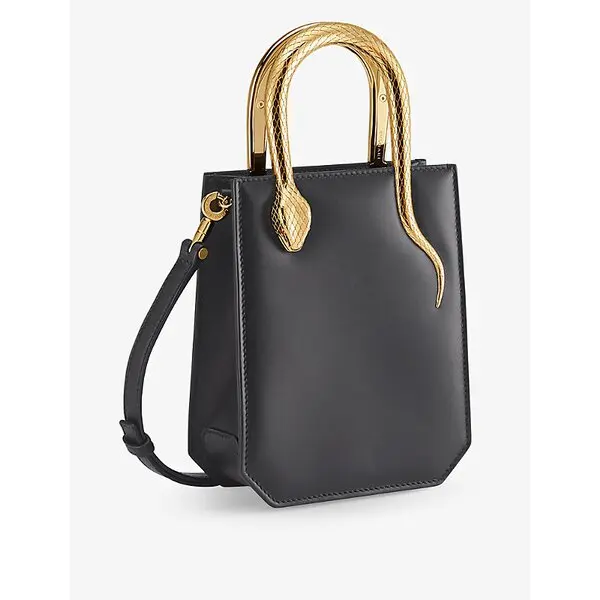 BVLGARI Serpenti Leather Tote Bag - Black