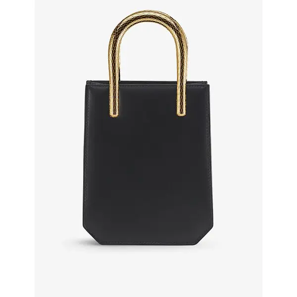 BVLGARI Serpenti Leather Tote Bag - Black
