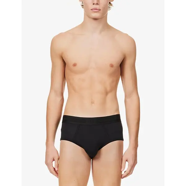 CHE Elasticated-waistband Pack Of Three Stretch-woven Briefs Xxl - Black
