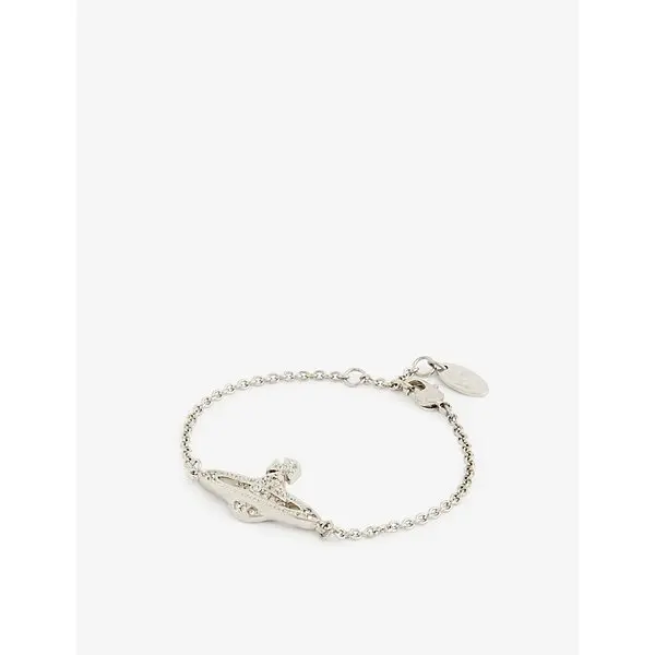 VIVIENNE WESTWOOD Bas Relief Platinum-plated Brass Bracelet - Platinum/crystal Cryst