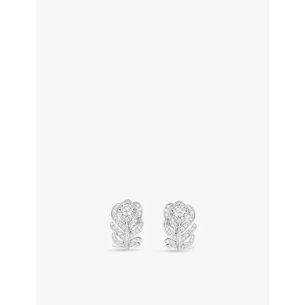 Boucheron Plume De Paon Xs Diamond Stud Earrings - White Gold