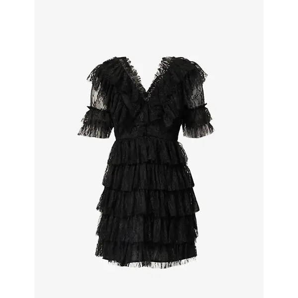 dkny lace dress white Dkny Lace-Sleeve Pleated Dress - Ivory main image 1