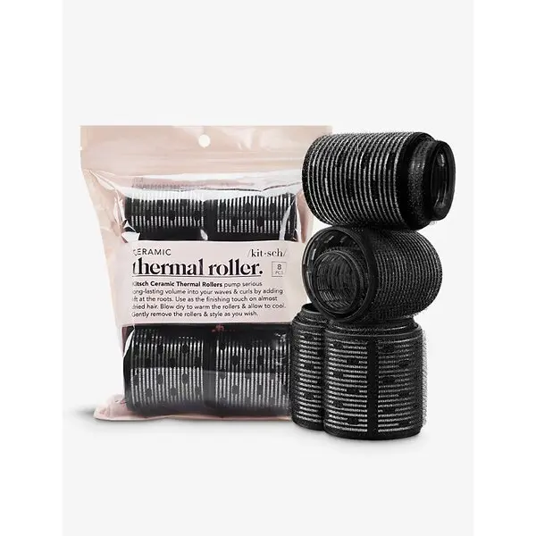 KITSCH Ceramic Thermal Hair Rollers Set Of Eight - Black