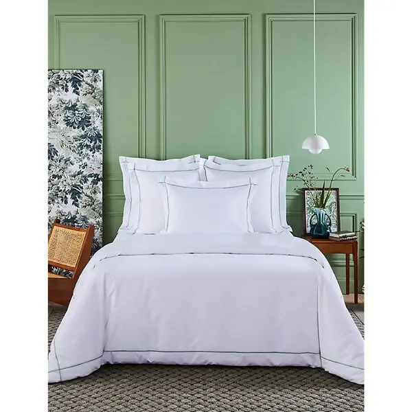 YVES DELORME Athena Cotton Oxford Pillowcase 50cm X 90cm - Veronese