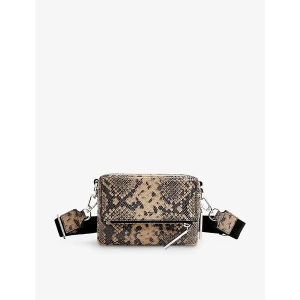 Whistles Bibi Snake-print Leather Crossbody Bag