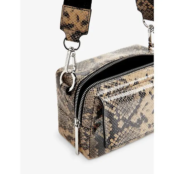 Whistles Bibi Snake-print Leather Crossbody Bag