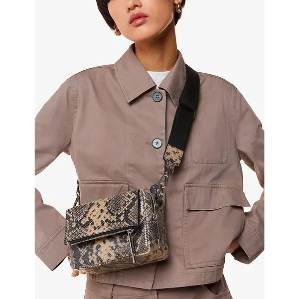 Whistles Bibi Snake-print Leather Crossbody Bag