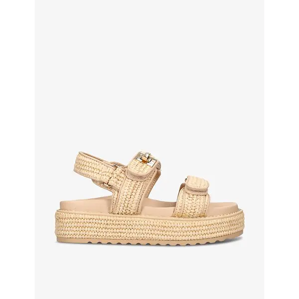 Steve Madden Millo Double-strap Raffia Sandals - Beige